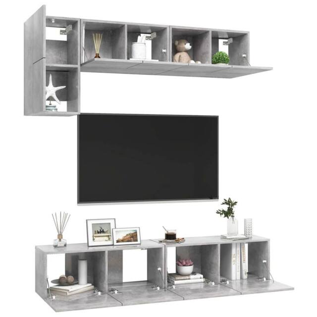 Berkfield Home Practical 5 Piece TV Cabinet Set Concrete Grey ...
