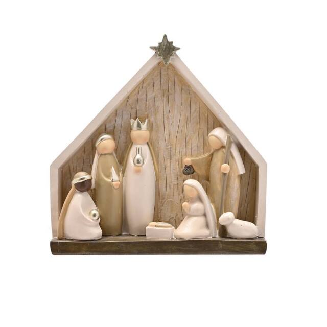 The Christmas Gift Co. Nativity Scene in Stable Resin Ornament in Off ...