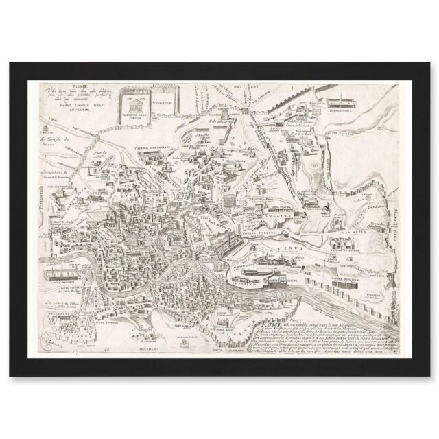 Map Ligorio 16th Century Ancient Rome Roman City Plan Artwork Framed ...