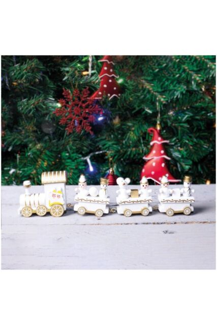 Netagon 20cm Wooden Christmas Train Set Display in White by Debenhams ...