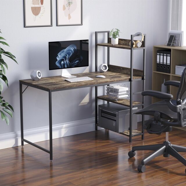 Vida Designs Brooklyn Large Computer Desk with 3 Shelves Office Study ...