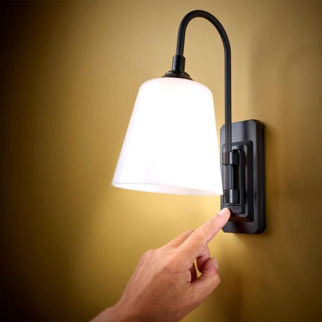 2 x Wall Mounted Lamp - Battery Powered Cordless Rotating Angle ...