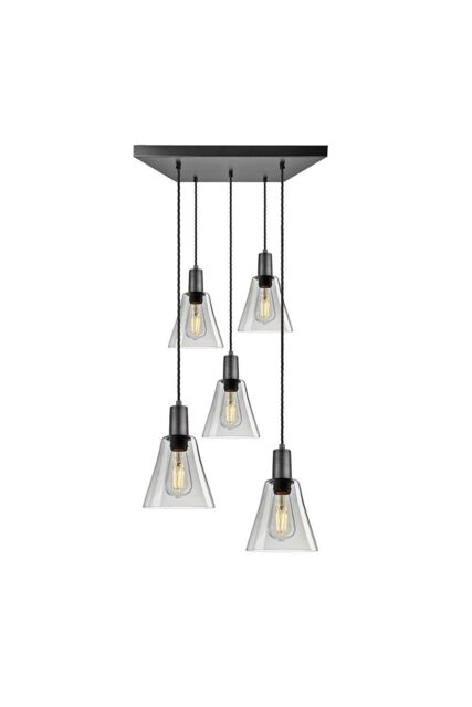 Sleek Tinted Glass Flask 5 Wire Square Cluster Lights, 6 inch, Smoke ...