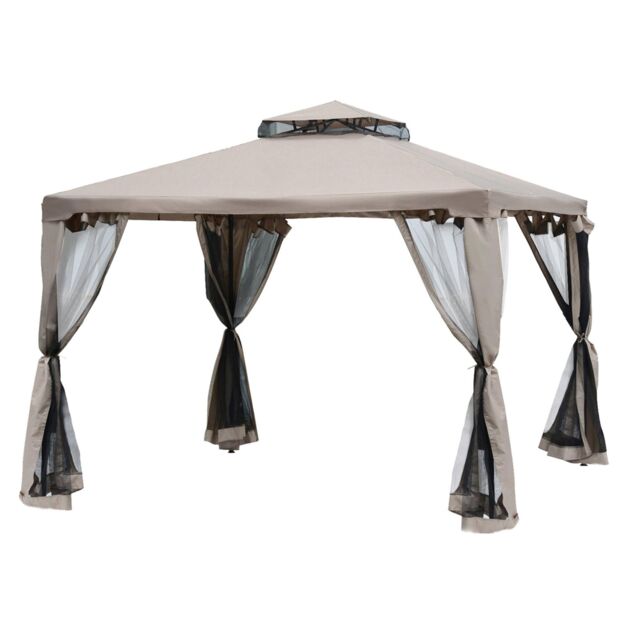 Outsunny 3 x 3 m Metal Gazebo Garden Outdoor 2-Tier Roof Marquee Party ...