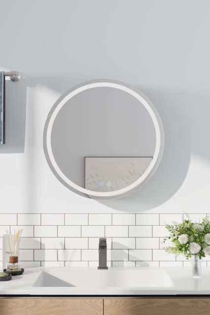 Round LED Dimmable Wall-Mounted Anti-fog Bathroom Mirror Cabinet by ...