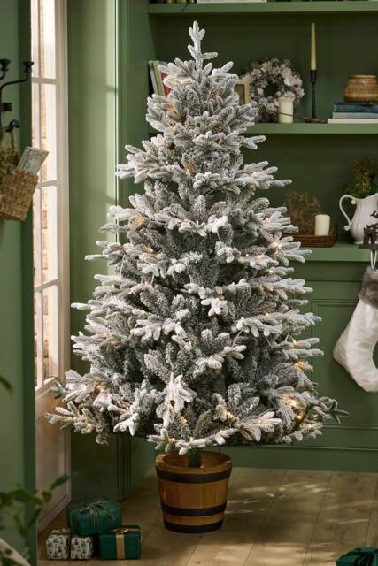 Dibor Traditional Steadman Snowy Pre-lit Artificial Christmas Tree 6ft ...