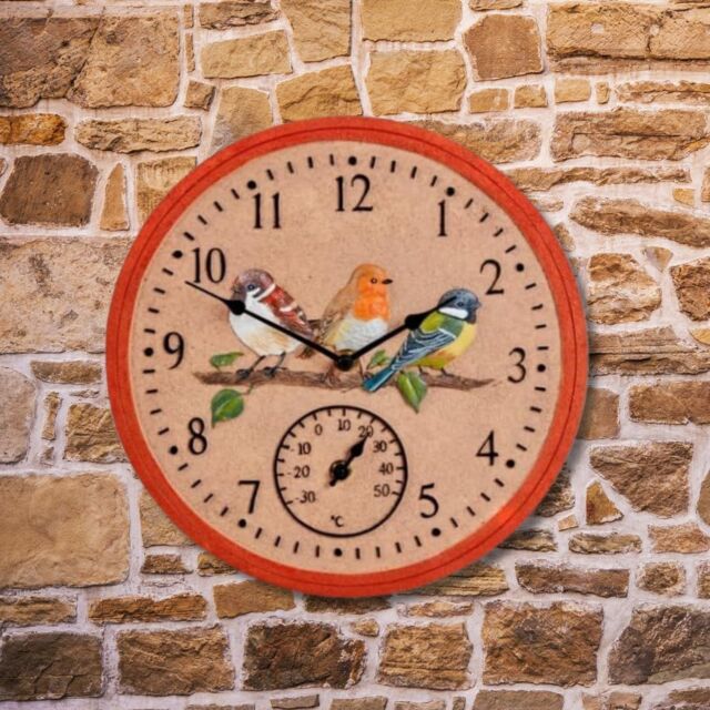 30cm Bird Design Garden Clock and Thermometer by Debenhams | ufurnish.com