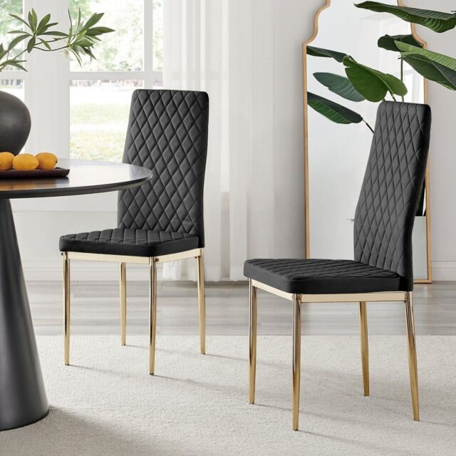 Set of 6 Milan High Back Soft Touch Diamond Pattern Velvet Dining ...