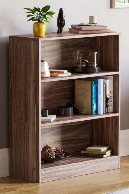 Vida Designs Cambridge 3 Tier Low Bookcase Storage Unit 750 x 600 x 240 ...