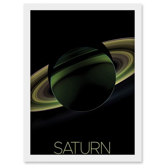 NASA Our Solar System Saturn Planet Shadow View Cassini Artwork Framed ...
