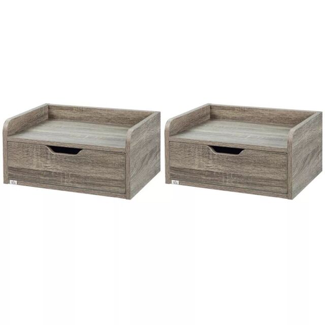 Set of 2 Grey Floating Bedside Tables with Drawer by Debenhams ...