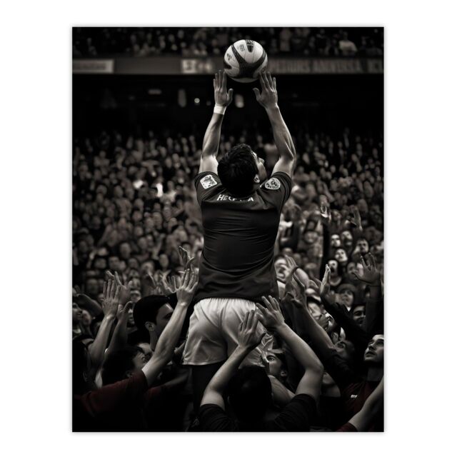Wall Art Print Rugby Lineout Catch Action Photo Black White Sport ...