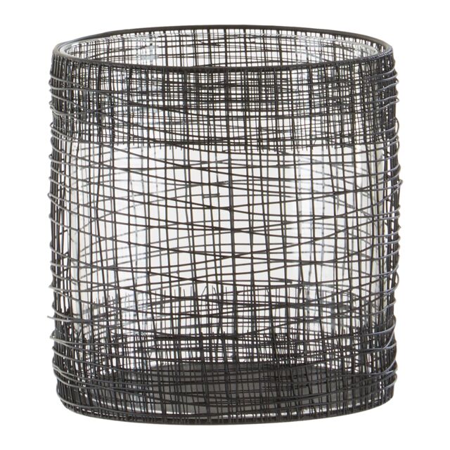 Orsina Cylindrical Black Lantern, Iron Wireframe Black Candle Holder ...