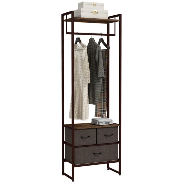 Free Standing Clothes Rail Garment Rack with 3 Fabric Drawers by ...