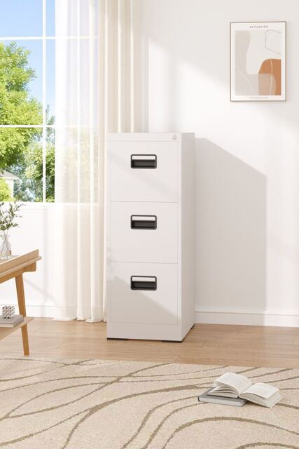 3-Drawer File Cabinet with Interlock System and Hanging Rods - Secure ...