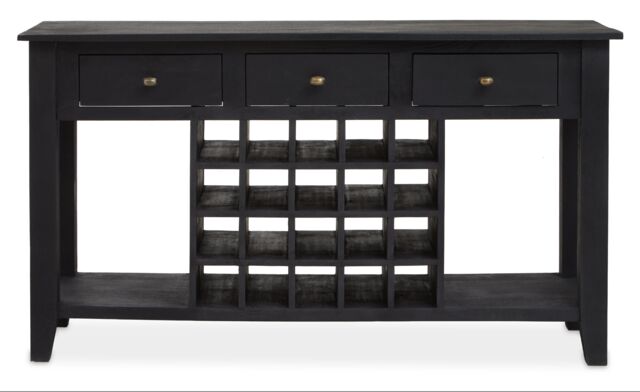 Orsina Black Mango Wood Console Table with Wine Bottle Storage, 3 ...