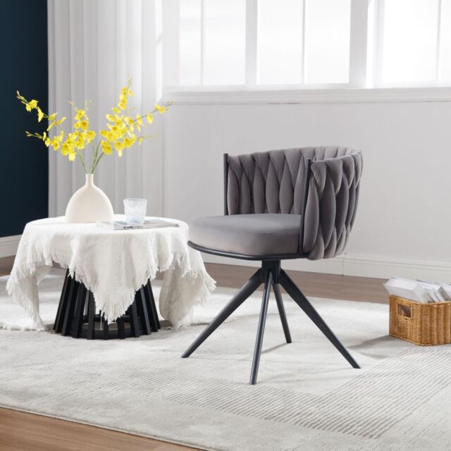 Elegant Round Back Grey Velvet Accent Chair Plush Modern Home Décor by ...