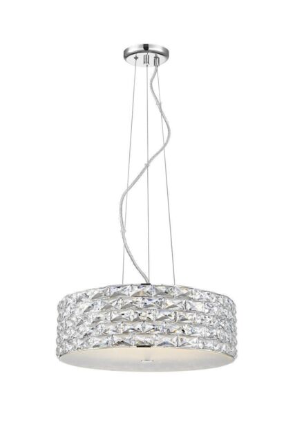 Aruba 6 Light LED Chrome Crystal Pendant Ceiling Light by Debenhams ...