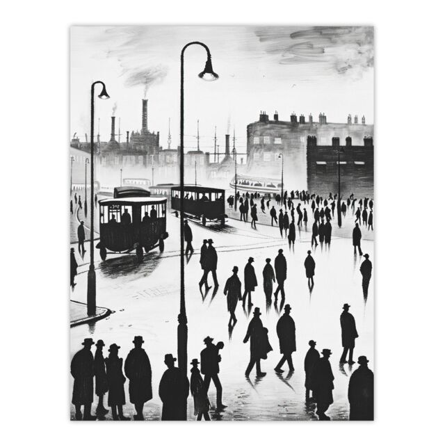 Industrial City Scene 1930s Drawing British Town Wall Art Print by ...