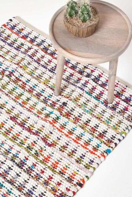 Homescapes Handwoven Multi Coloured Cotton Diamond Chindi Rug - Size ...