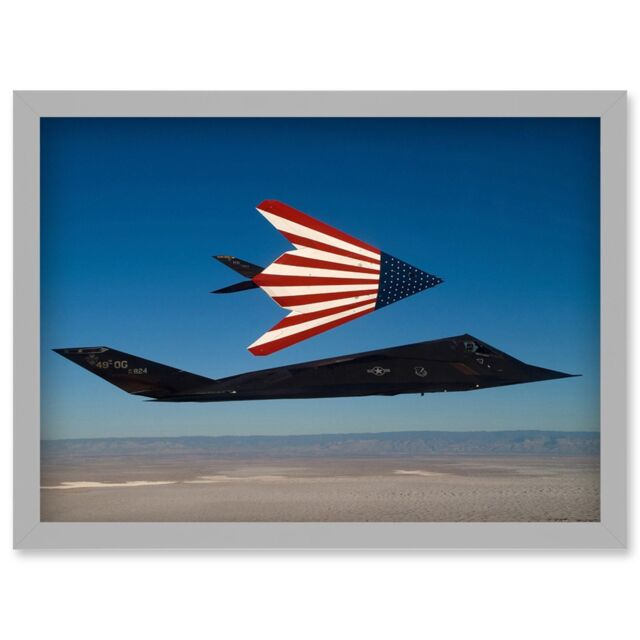 Wall Art Print USAF F-117 Nighthawks in Flight with American Flag ...