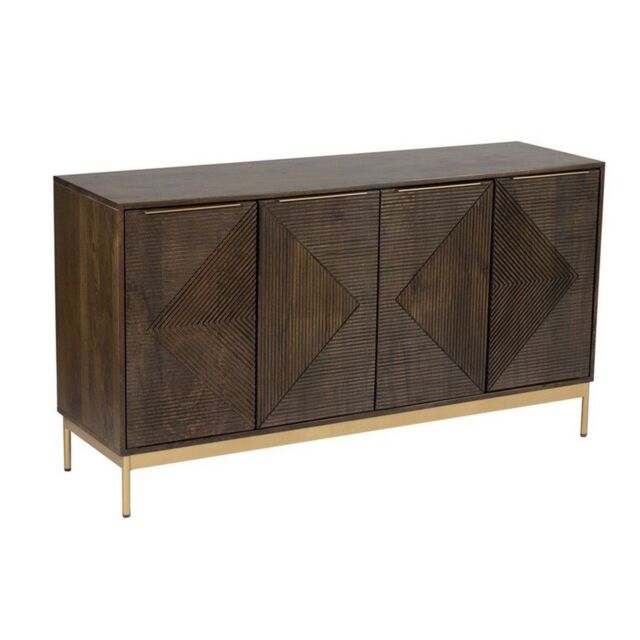 Zaine Carving 4 Door Sideboard - Mango Wood - L40 x W138 x H76 cm ...