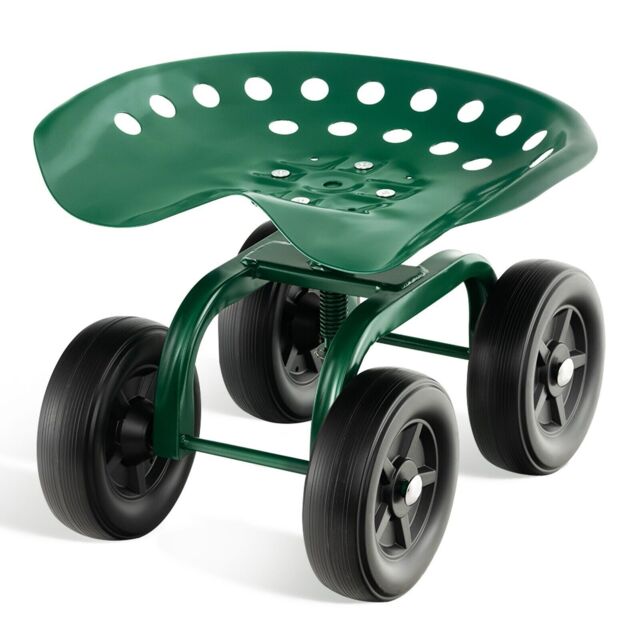 Garden Cart Rolling Workseat Rolling Garden Stool Cart 360°Swivel Seat ...