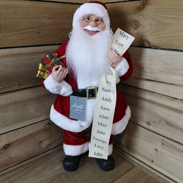 60cm Standing Indoor Santa Claus / Father Christmas with List and ...
