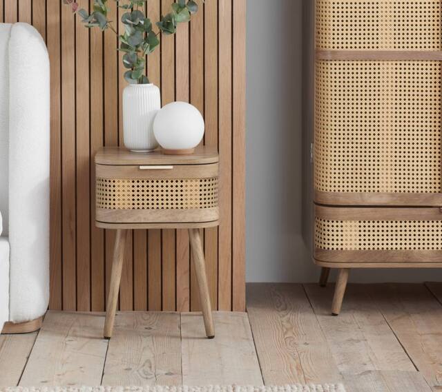 Birlea Rattan Bedside Cabinet 1 Drawer Sark Nightstand Side Table in ...