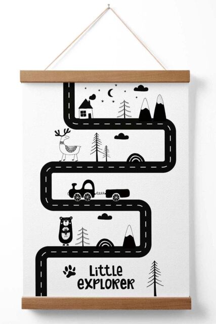 Cute Little Explorer Map Scandi Framed Print SIZE: A2 with Oak Frame by ...