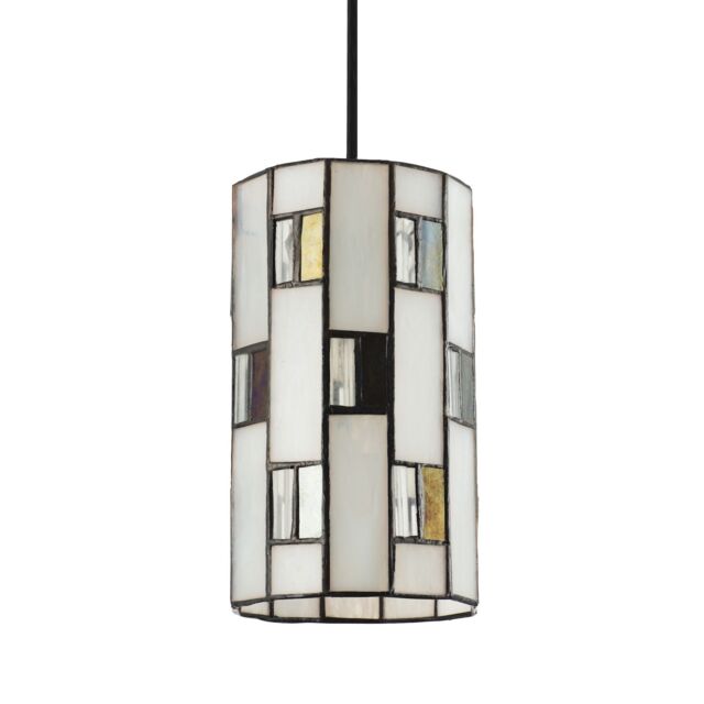 Classic Opal White Tiffany Glass Pendant Shade with Clear and Dichroic ...