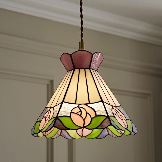 Evelyn Tiffany Rose Glass Easy Fit Ceiling Pendant Light Lamp Shade by ...