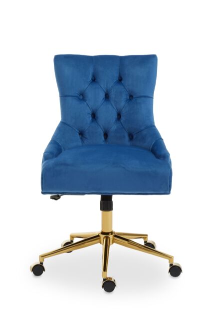 Luxury Blue Velvet Home Office Chair, Comfortable Blue Office Desk ...