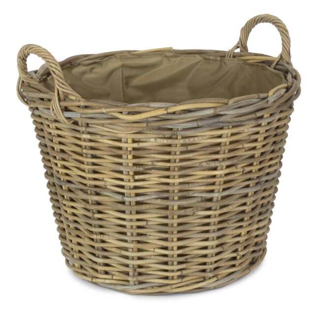 Rattan Round Grey Rattan Log Basket With Cordura Lining by Debenhams ...