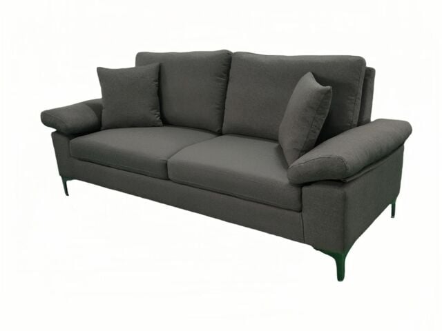Modern Three Seater Sofa Grey Fabric with Chrome Feet - Comfortable ...