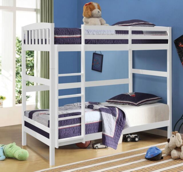 Comfy Living Ltd 3ft Wooden Combination Bunk Bed in White - Size ...