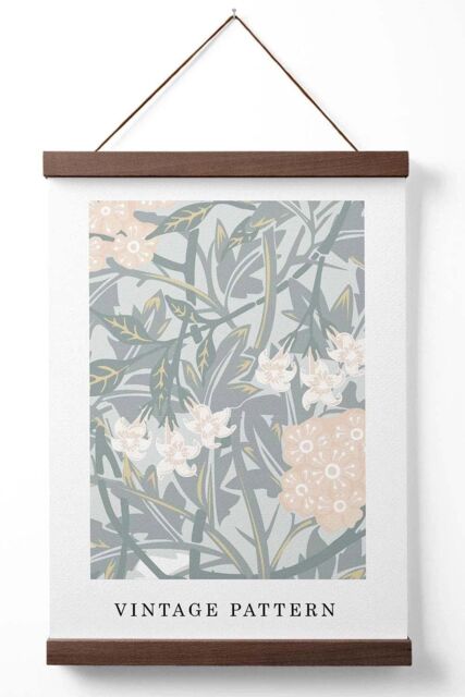 William Morris Jasmine in Green and Peach Poster with Walnut Hanger by ...