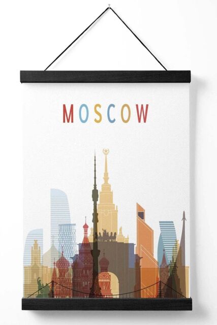 Moscow Colourful City Skyline Framed Print SIZE: A4 with Black Frame by ...