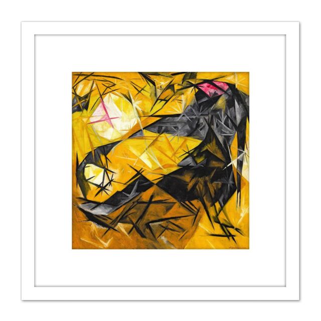 Goncharova Cats Rayonist Perception Painting 8X8 Inch Square Wooden ...