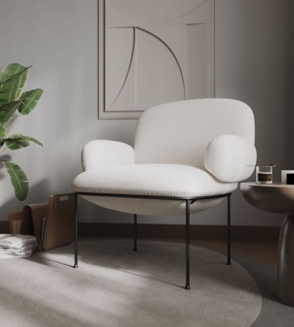 Flair Byani Boucle Accent Chair in Cream by Debenhams | uFurnish.com