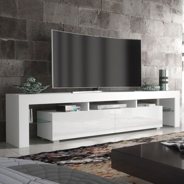 TV Unit 200cm Modern - White with High Gloss Doors by Debenhams ...
