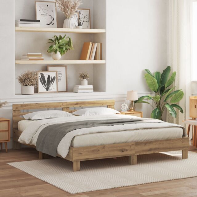 Wood Bed Frame Artisan Oak Solid Oak Wood 200 x 200 cm Bed Frame by ...