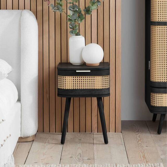 Birlea Rattan Bedside Cabinet 1 Drawer Sark Nightstand Side Table in ...