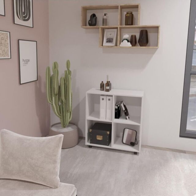 FMD Shelf on Swivel Wheels with 4 Compartments White by Debenhams ...