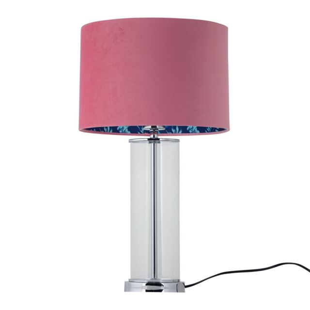 First Choice Lighting Aura - Chrome Table Lamp with Pink Velvet ...