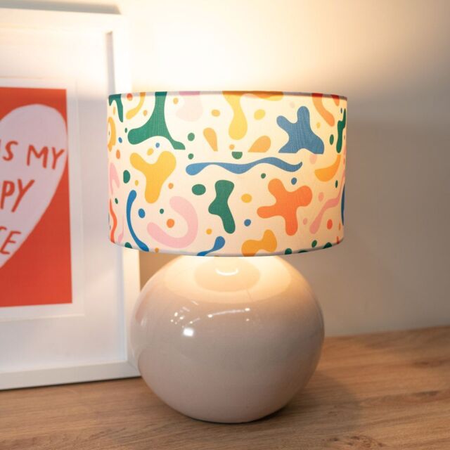 Bosco Natural Stone Ceramic Table Lamp with Abstract Lamp Shade and LED ...