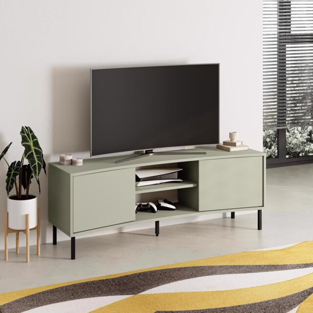 2 Door Curved TV Unit Stand Ash Green by Debenhams | ufurnish.com