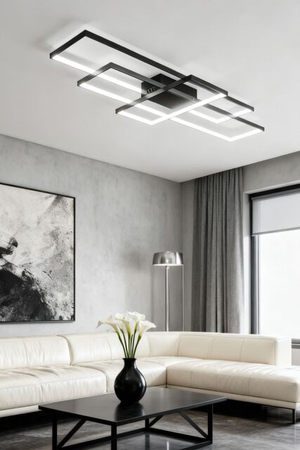 Living and Home 90cm Neutral Style Rectangular Semi Flush Ceiling Light ...