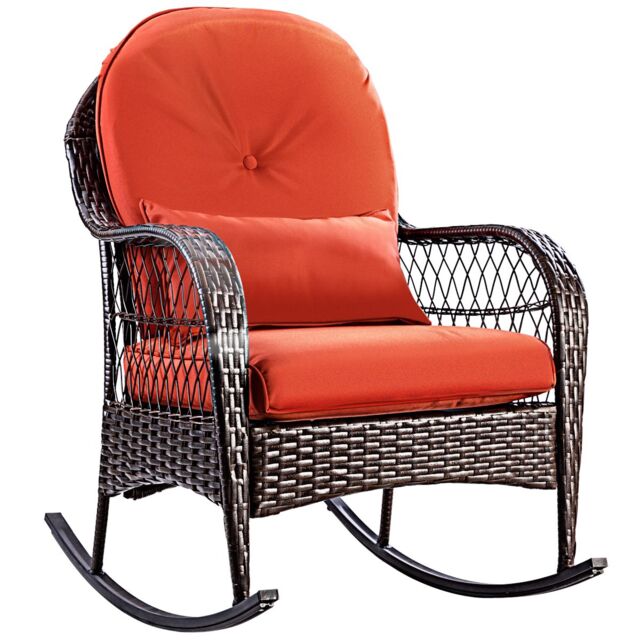 Costway Wicker Rocking Chair Porch Garden Wicker Rocker Patio Furniture ...