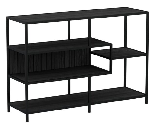 Seaford Wide Ash Black Metal Bookcase With 4 Black Ash Shelves by ...